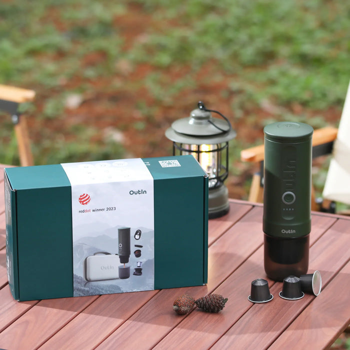 OutIn Forest Green Espresso Gift Set | 20 Bar Portable Machine & Case